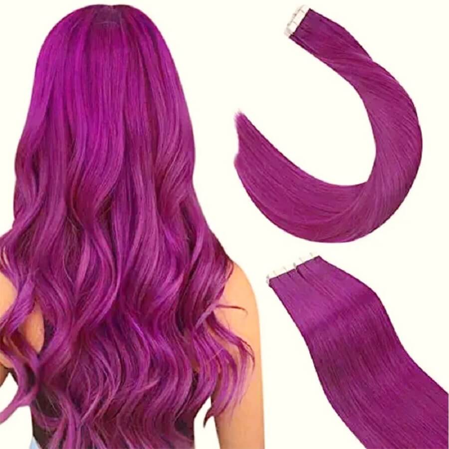 Tape Extension Φυσική Τρίχα Remy Μωβ (Purple) – Romylos All About Hair
